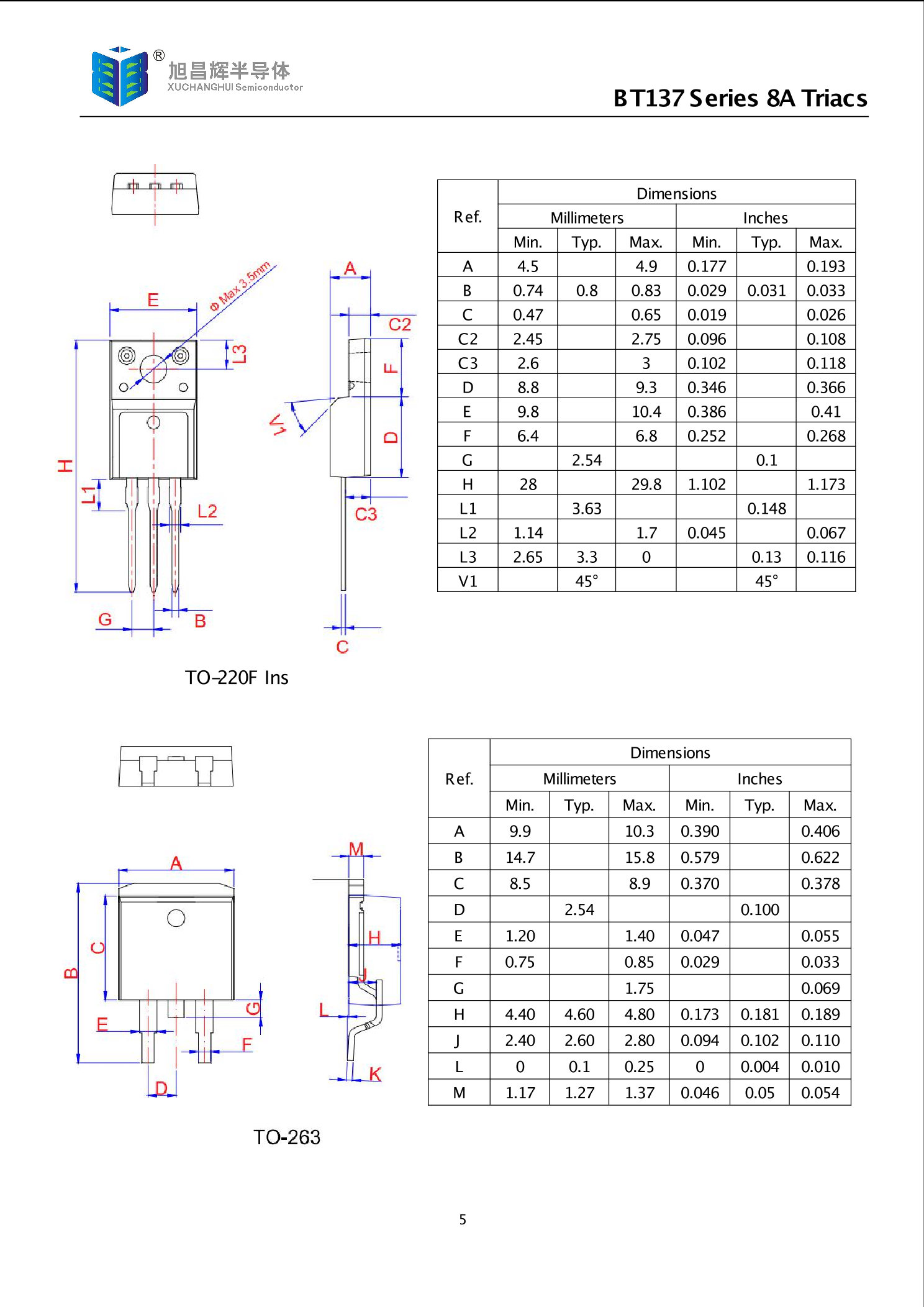 BT137-800E_（XCH(旭昌辉)）BT137-800E中文资料_价格_PDF手册-立创电子商城