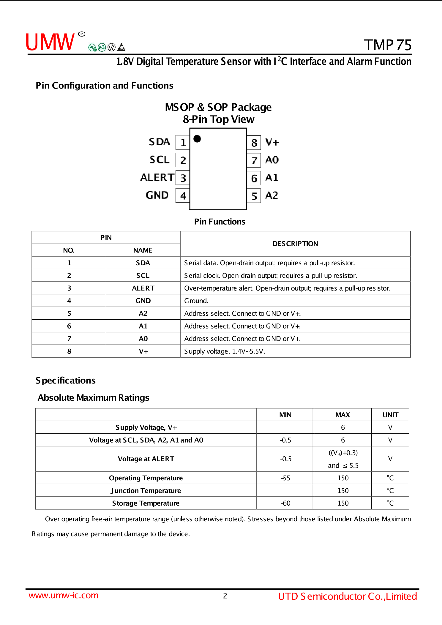 TMP75AIDGKR_（UMW(友台半导体)）TMP75AIDGKR中文资料_价格_PDF手册-立创电子商城