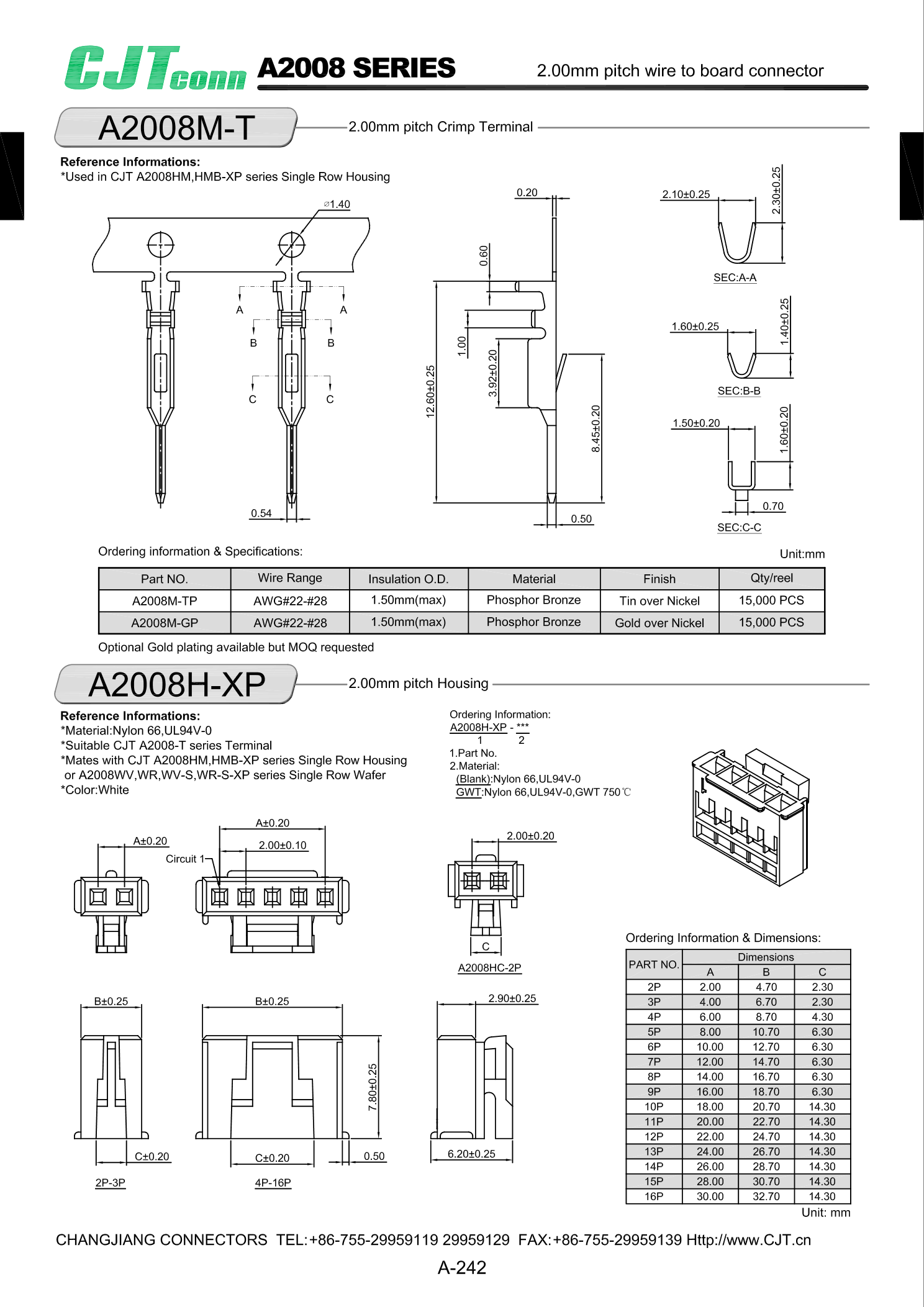 A2008WV-2X4P_（CJT(长江连接器)）A2008WV-2X4P中文资料_价格_PDF手册-立创电子商城