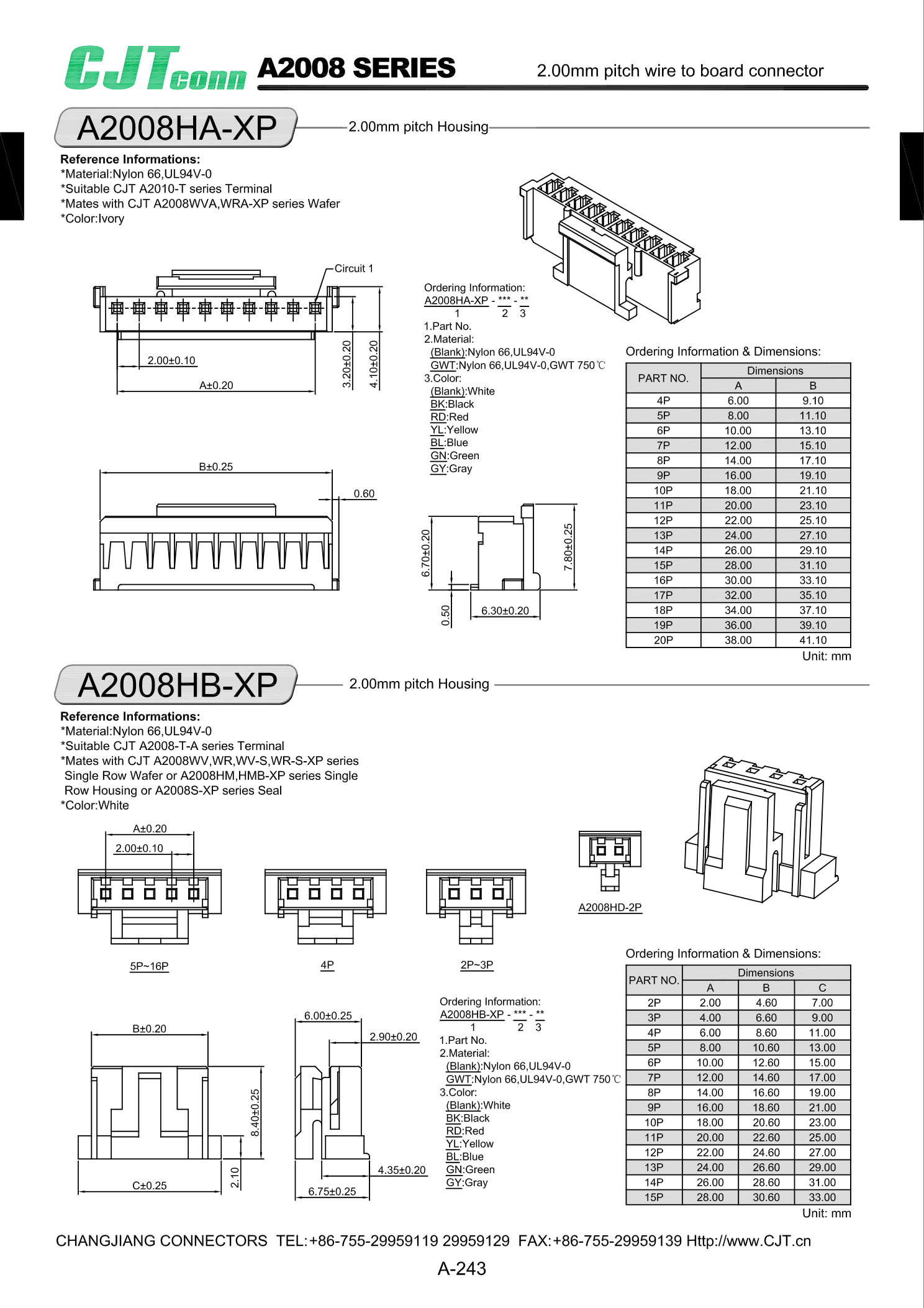 A2008WV-2X4P_（CJT(长江连接器)）A2008WV-2X4P中文资料_价格_PDF手册-立创电子商城