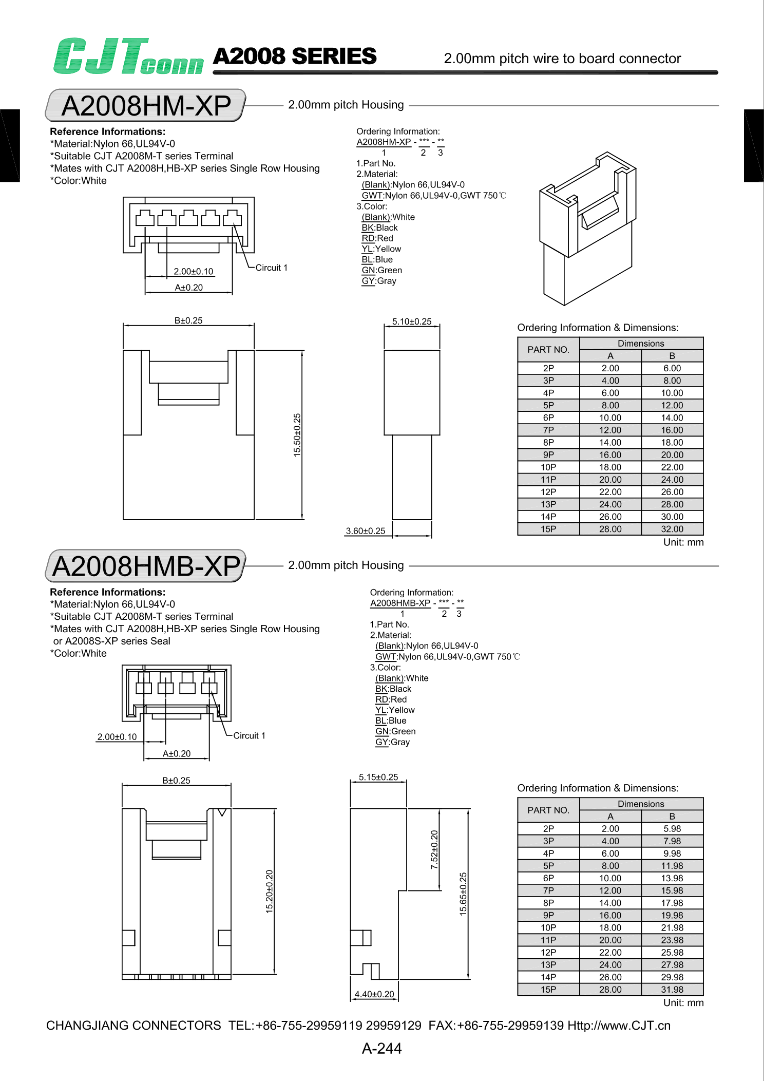 A2008WV-2X4P_（CJT(长江连接器)）A2008WV-2X4P中文资料_价格_PDF手册-立创电子商城