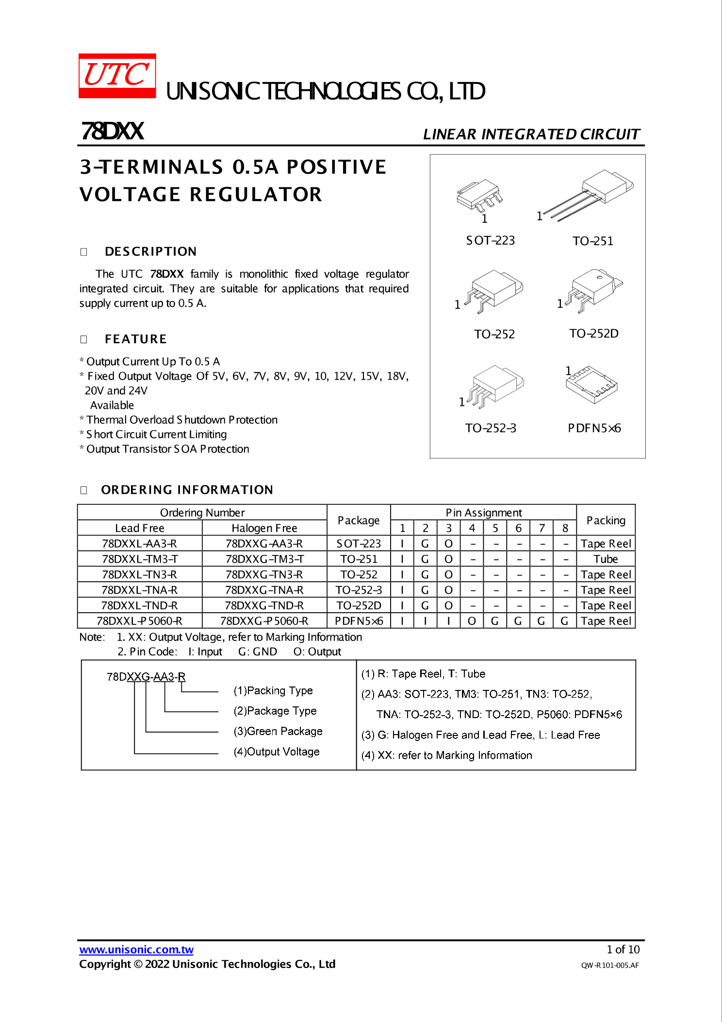 78D18G-TN3-R_（UTC(友顺)）78D18G-TN3-R中文资料_价格_PDF手册-立创电子商城