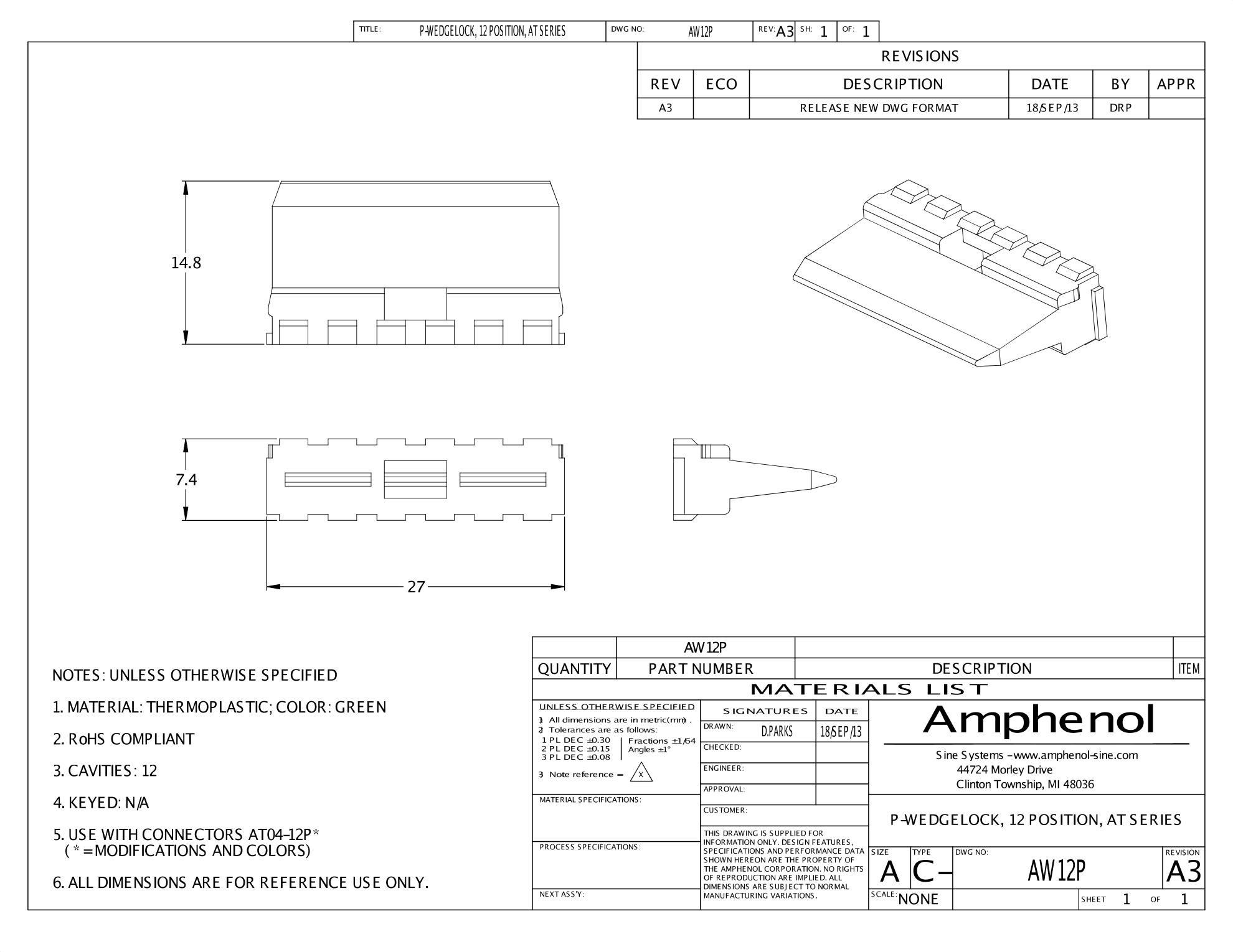 AW12P_（Amphenol）AW12P中文资料_价格_PDF手册-立创电子商城