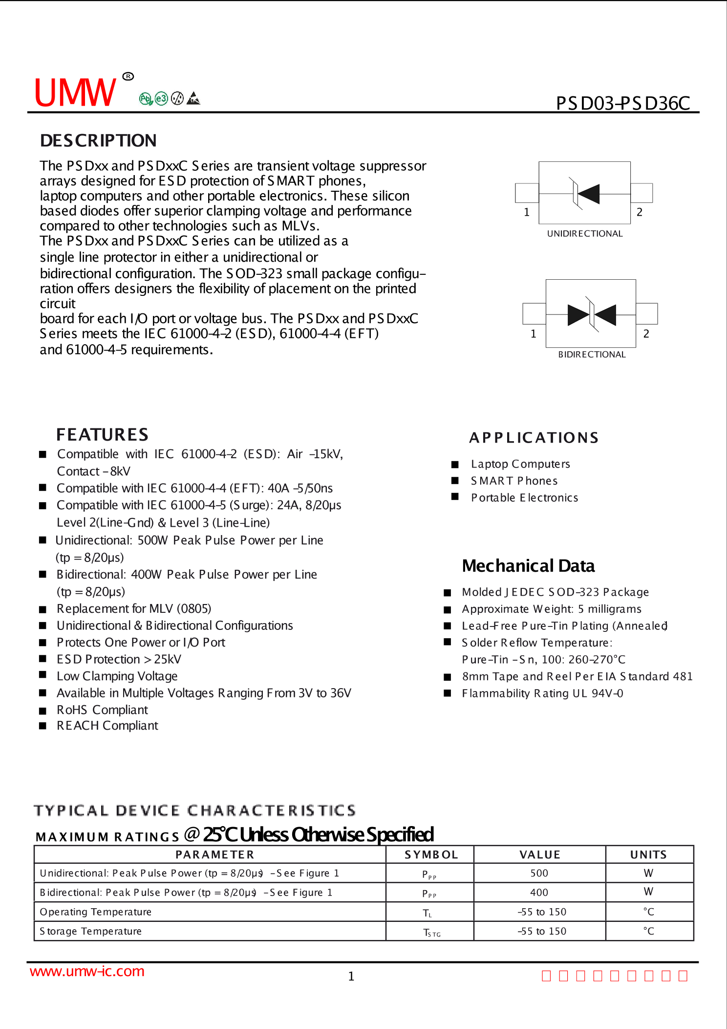 PSD05C-LF-T7_（UMW(友台半导体)）PSD05C-LF-T7中文资料_价格_PDF手册-立创电子商城