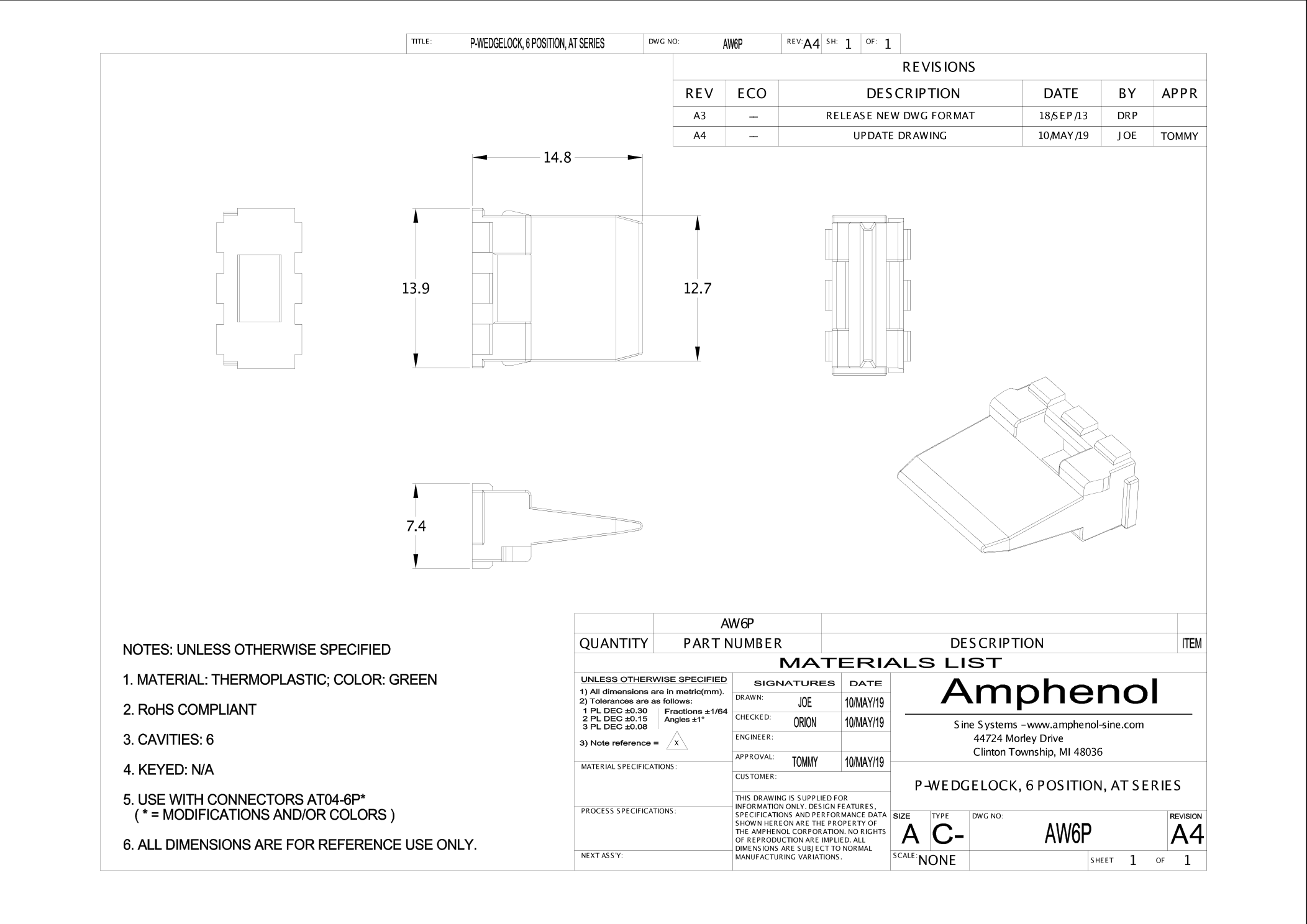 AW6P_（Amphenol）AW6P中文资料_价格_PDF手册-立创电子商城