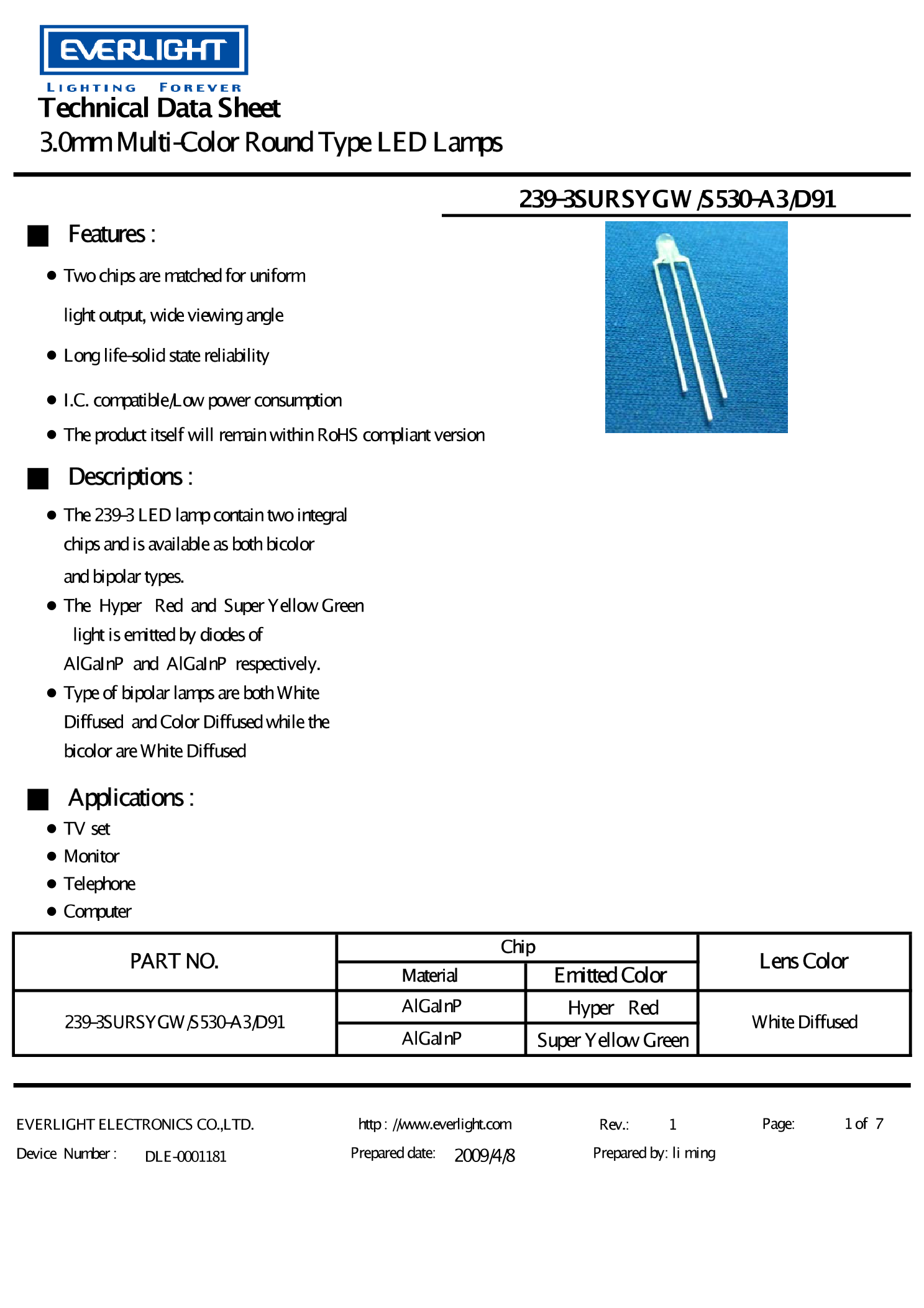 239-3SURSYGW/S530-A3/D91_（EVERLIGHT(亿光)）239-3SURSYGW/S530-A3/D91中文资料_价格 ...