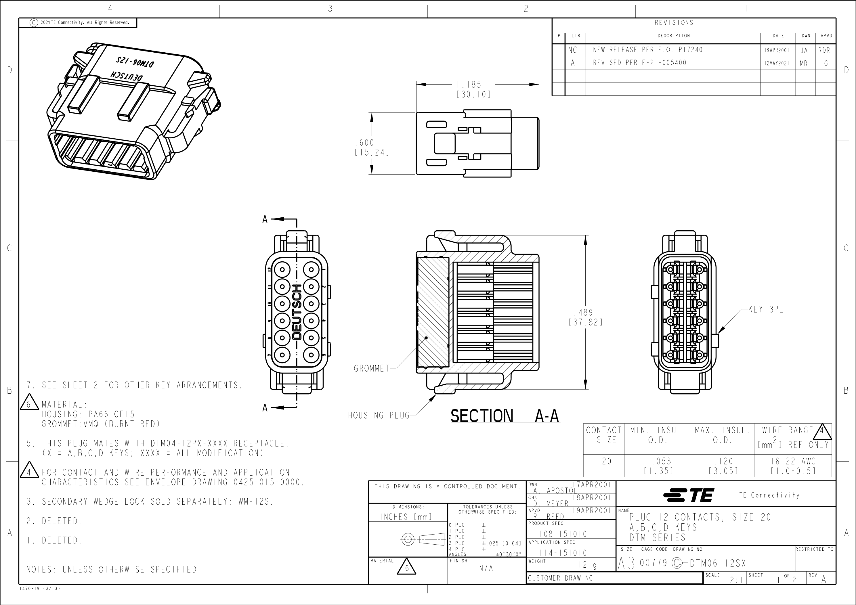 DTM06-12SA_（TE Connectivity(美国泰科)）DTM06-12SA中文资料_价格_PDF手册-立创电子商城