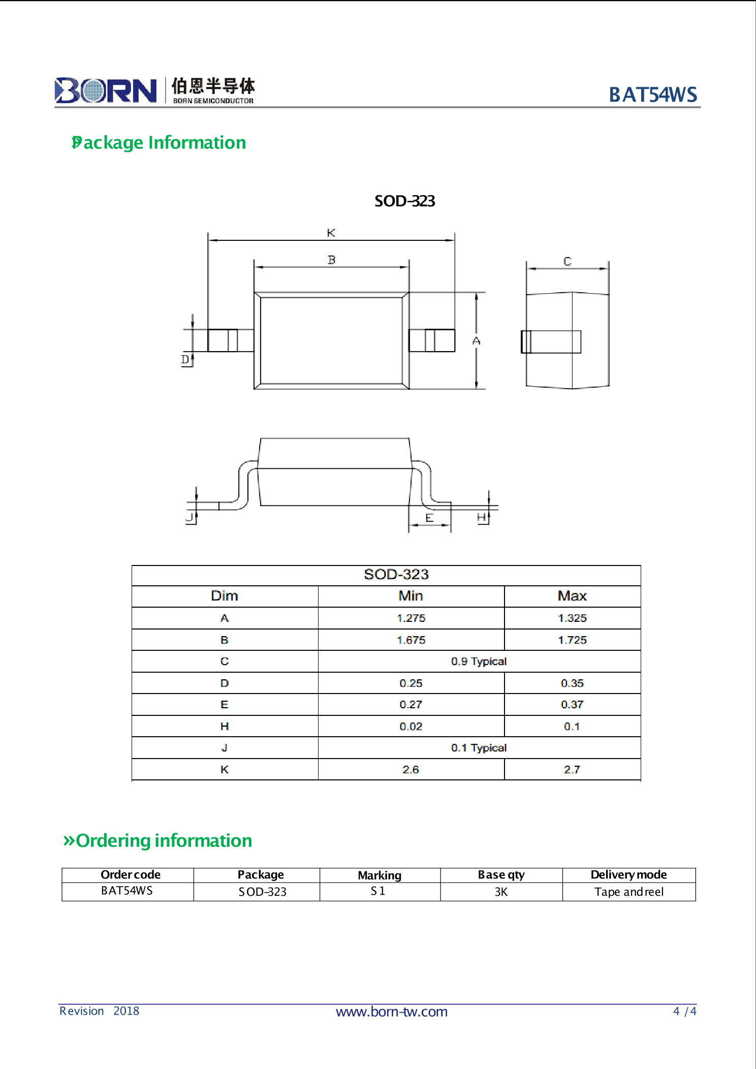 BAT54WS_（BORN(伯恩半导体)）BAT54WS中文资料_价格_PDF手册-立创电子商城