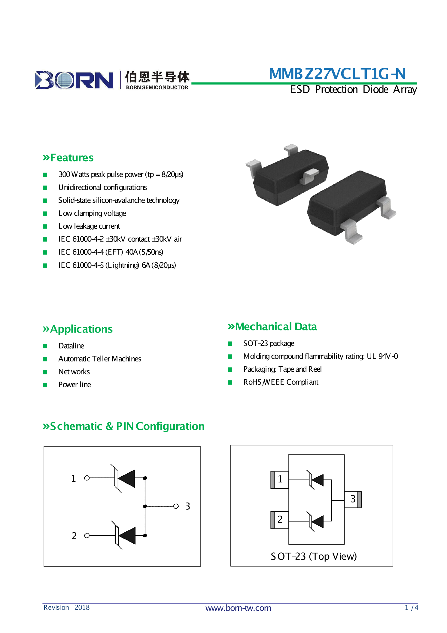 MMBZ27VCLT1G-N_（BORN(伯恩半导体)）MMBZ27VCLT1G-N中文资料_价格_PDF手册-立创电子商城