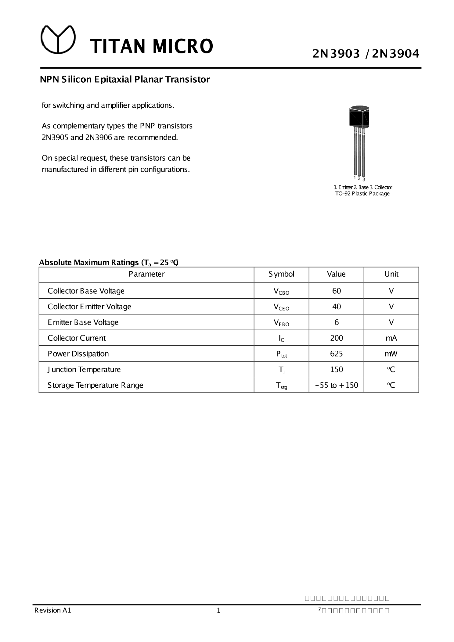 2N3904_（晶扬电子）2N3904中文资料_价格_PDF手册-立创电子商城