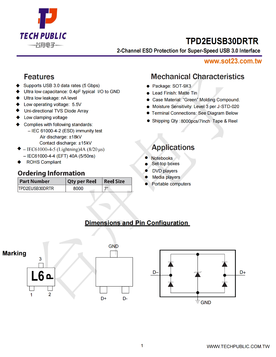 TPD2EUSB30DRTR_（TECH PUBLIC(台舟)）TPD2EUSB30DRTR中文资料_价格_PDF手册-立创电子商城