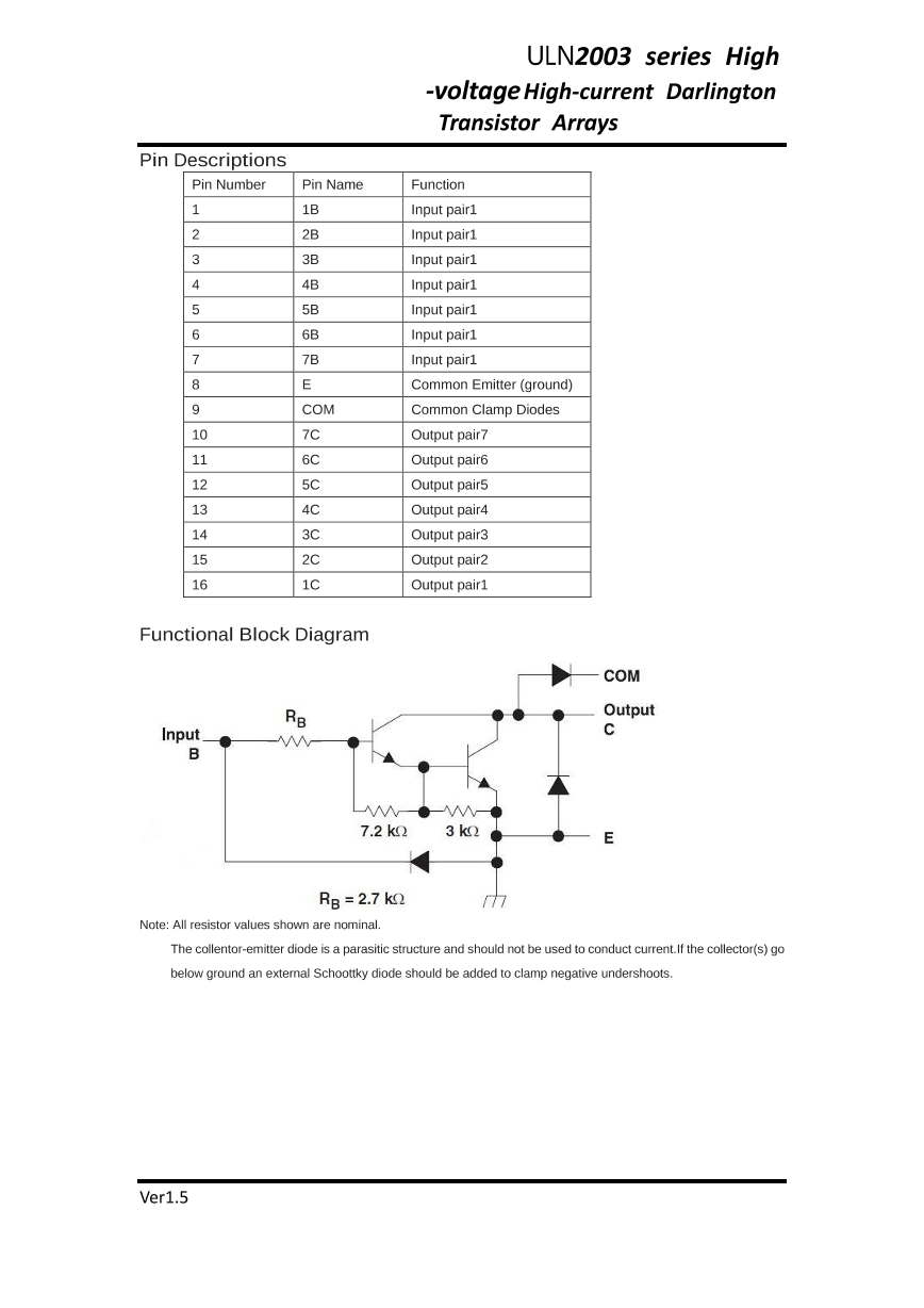 ULN2003_（HX(恒佳兴)）ULN2003中文资料_价格_PDF手册-立创电子商城