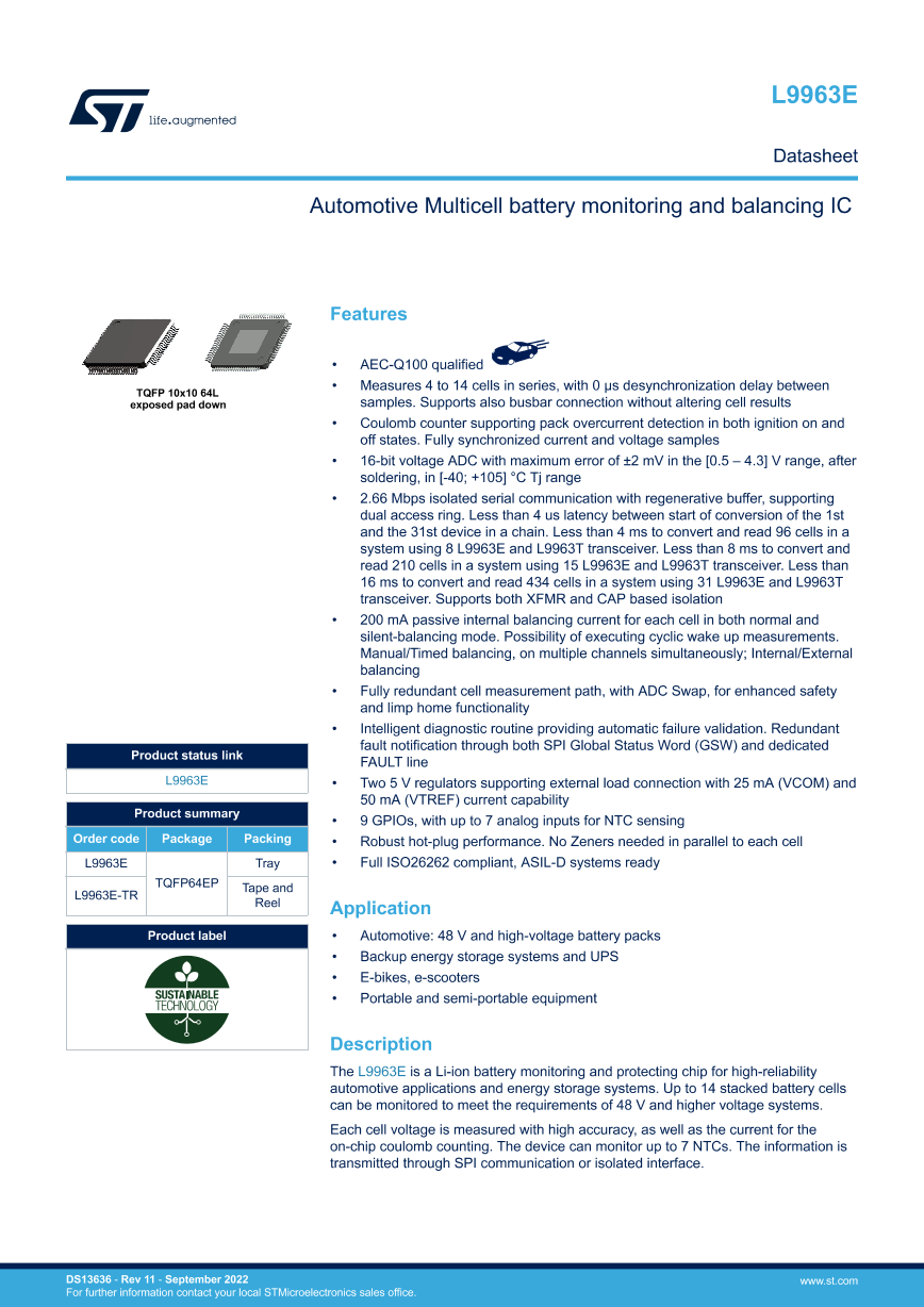 L9963E-TR_（ST(意法半导体)）L9963E-TR中文资料_价格_PDF手册-立创电子商城