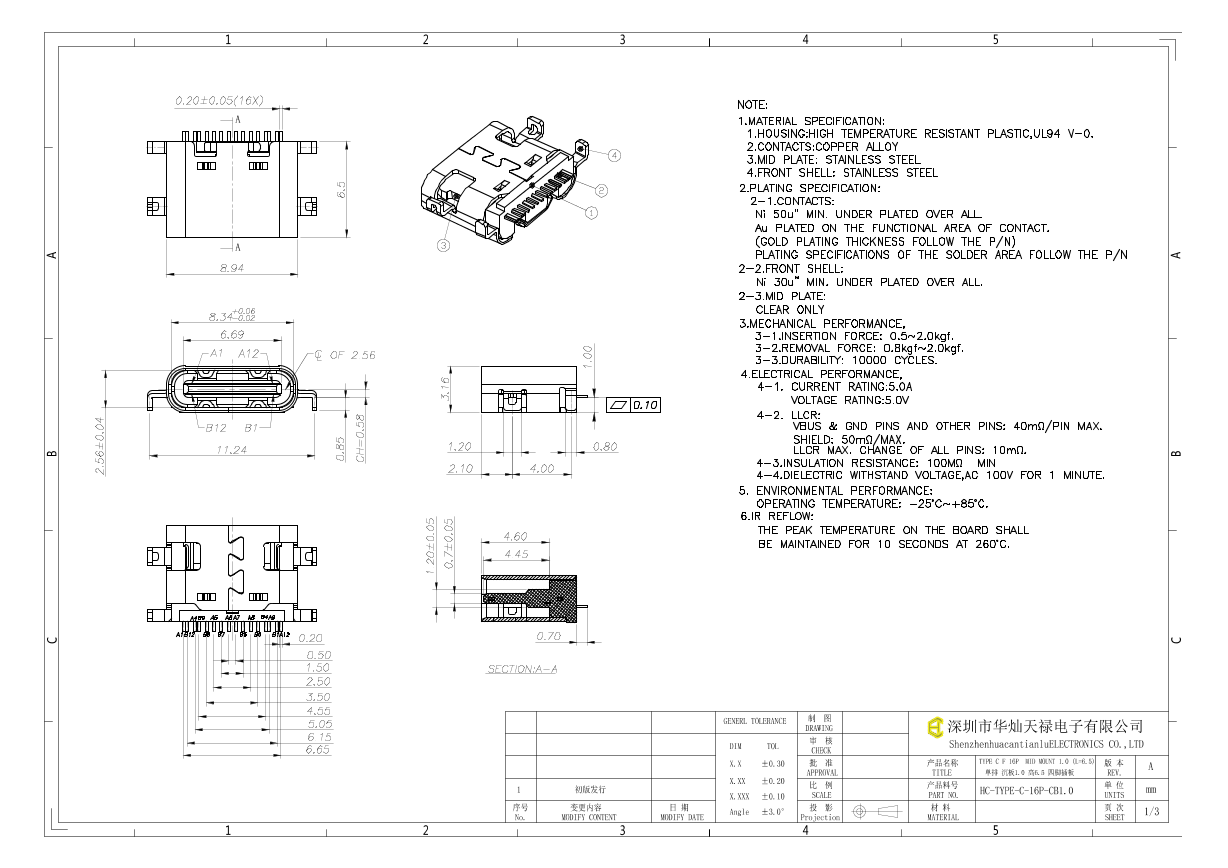 HC-TYPE-C-16P-CB1.0_（HCTL(华灿天禄)）HC-TYPE-C-16P-CB1.0中文资料_价格_PDF手册-立创电子商城