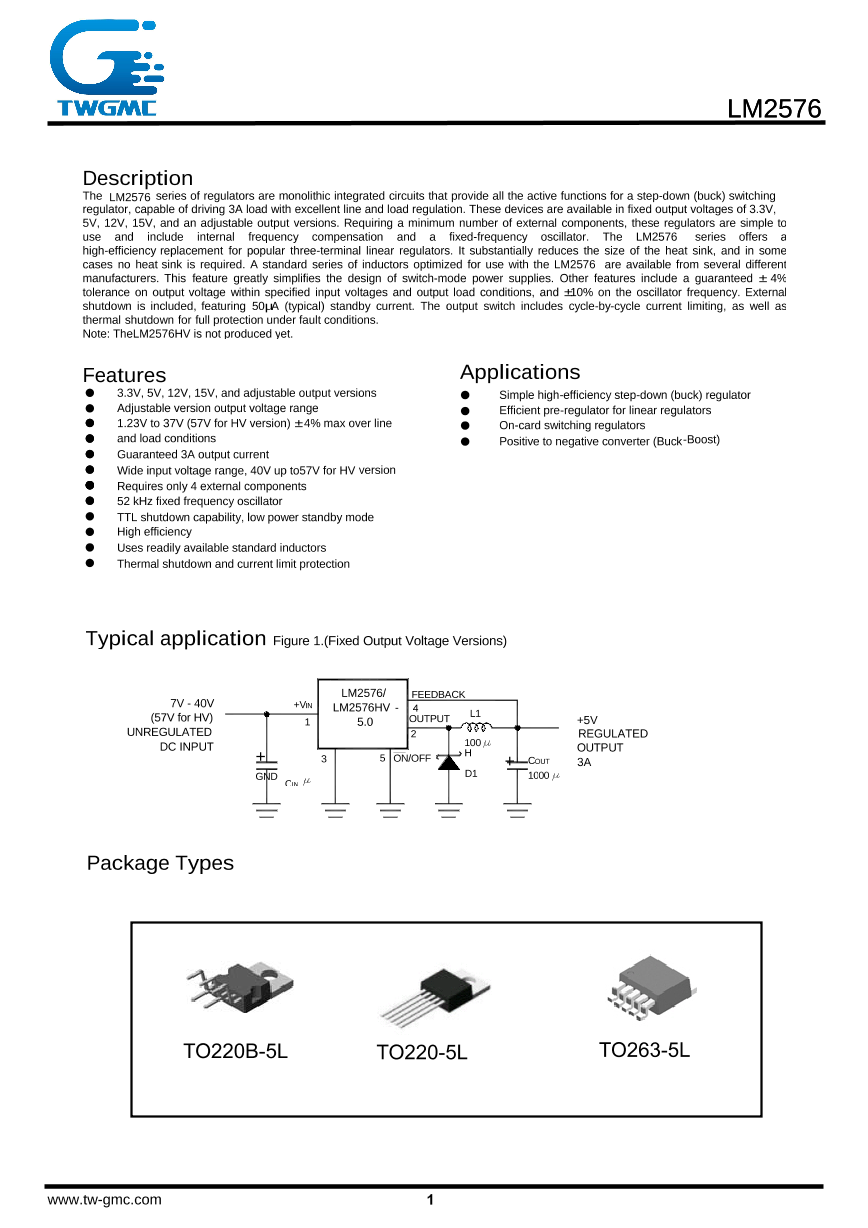 LM2576S-12_（TWGMC(台湾迪嘉)）LM2576S-12中文资料_价格_PDF手册-立创电子商城