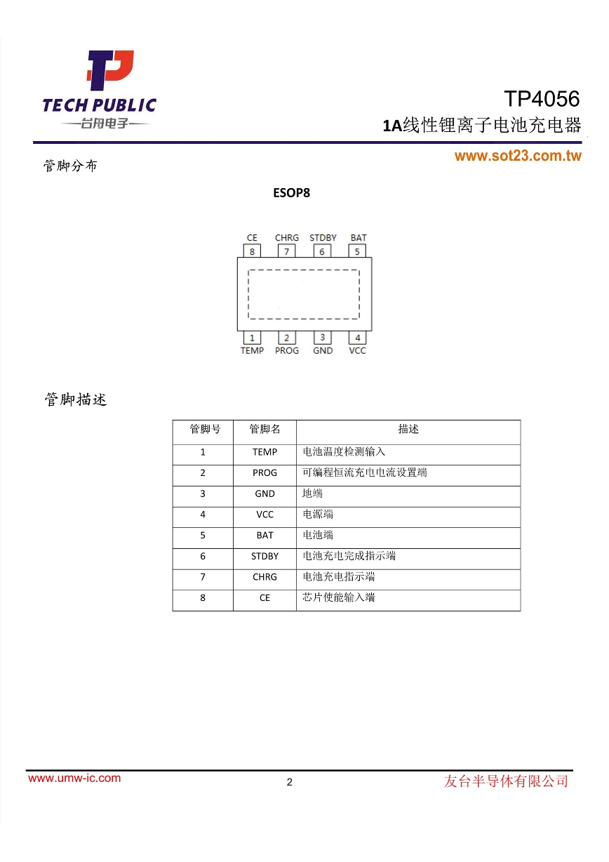 TP4056_（TECH PUBLIC(台舟)）TP4056中文资料_价格_PDF手册-立创电子商城