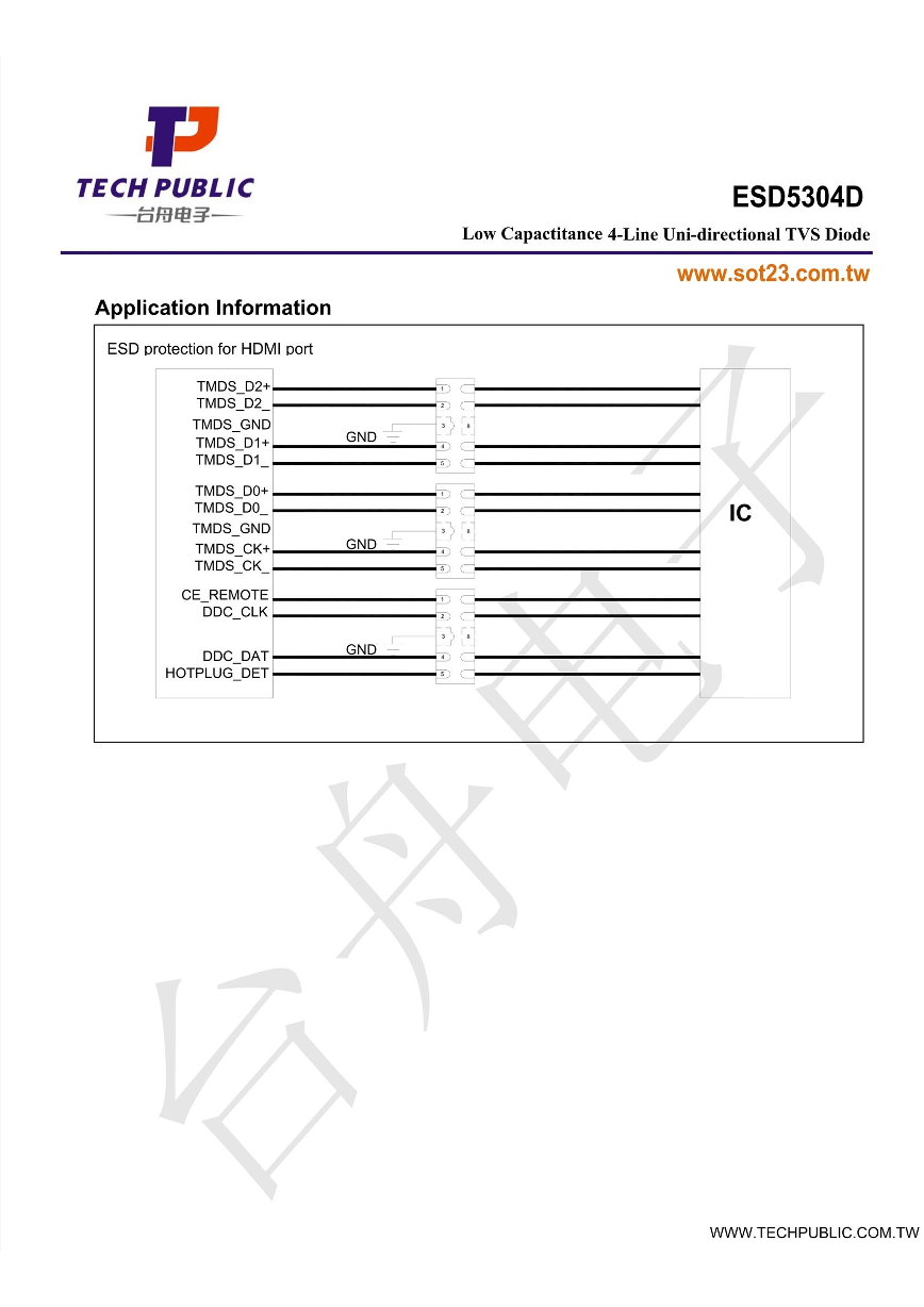 ESD5304D_（TECH PUBLIC(台舟)）ESD5304D中文资料_价格_PDF手册-立创电子商城