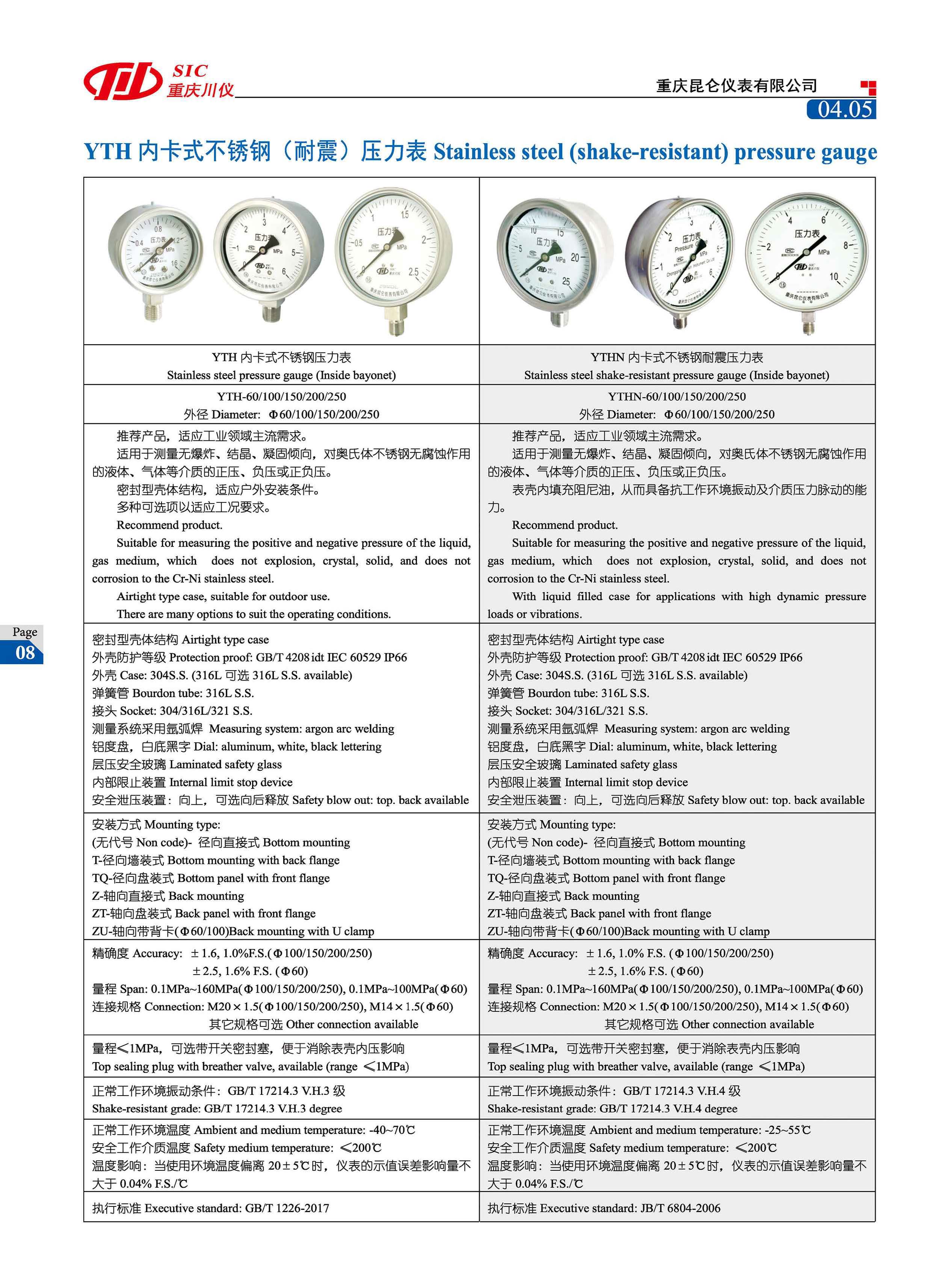 不锈钢压力表 100mm/0~2.5MPa/NPT1/2/径向/1.6级/表壳材质304+接液材质304【价格 采购 图片】-立创MRO工业品
