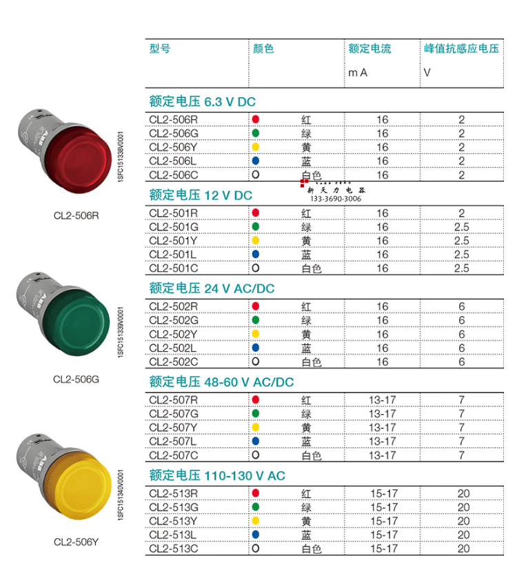 ABB CL2系列LED指示灯绿 CL2-502G【价格 采购 图片】-立创MRO工业品